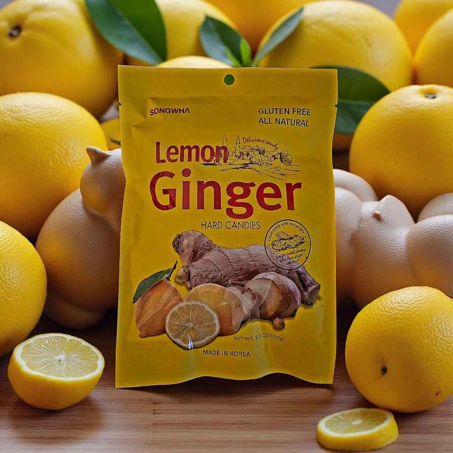 Songwha Lemon Ginger Hard Candies, 3.5 oz, All Natural & Gluten Free ...